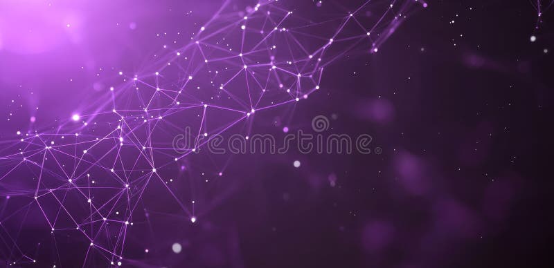 A Violet-pink Abstract Background with a Network Grid and Particles ...