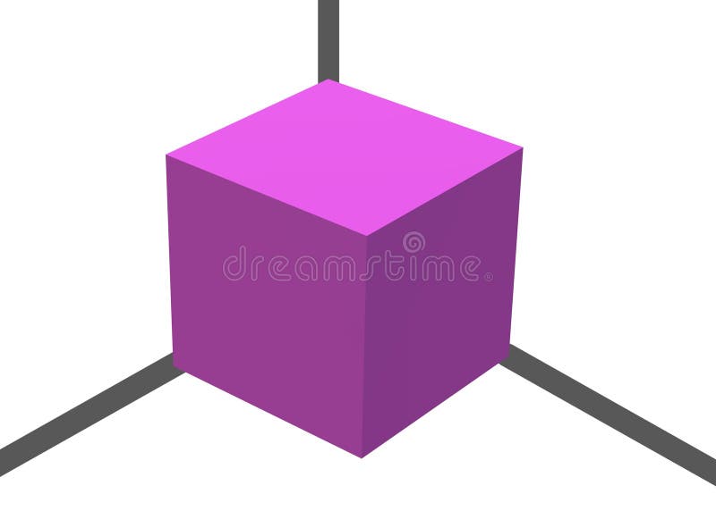 A Violet Pink Purple Three Dimensional Square with Its Three Axis Line ...