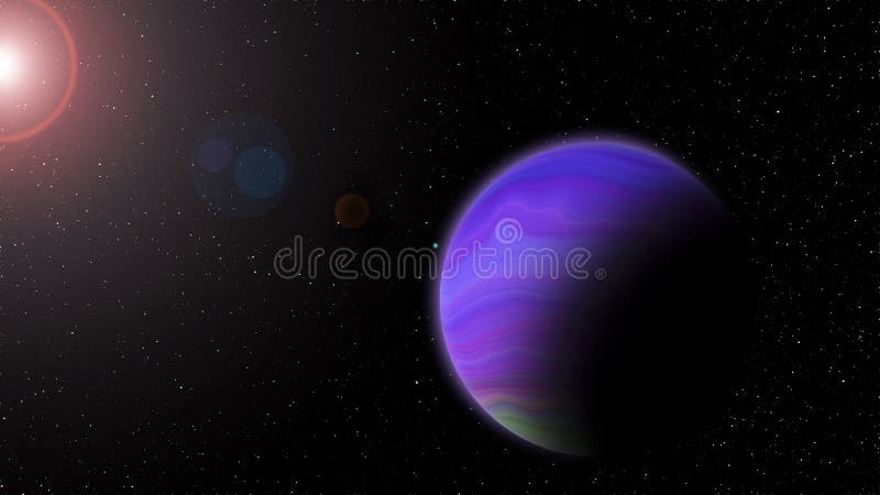 Violet Planet with Rising Sun Stock Illustration - Illustration of ...