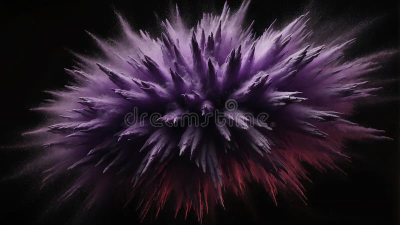Violet Powder Center Radial Explosion Isolated in Blac Ai Generated ...