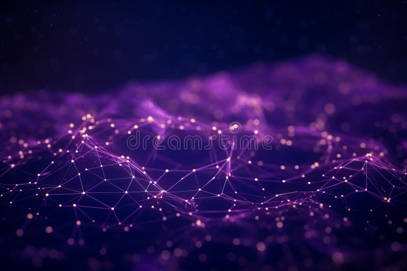 Violet Purple Abstract Background with a Network Grid, Particles ...