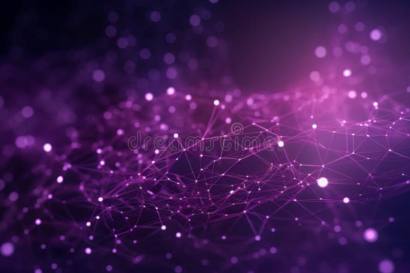 Violet Purple Abstract Background with a Network Grid, Particles ...