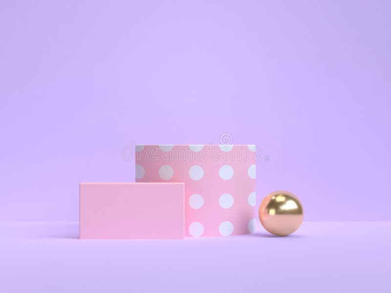 Violet-purple Background Minimal Pink Gold Geometric Shape 3d Render ...