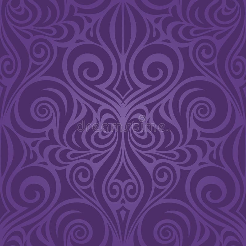 Violet Purple Floral Vintage Seamless Pattern Background Stock Vector