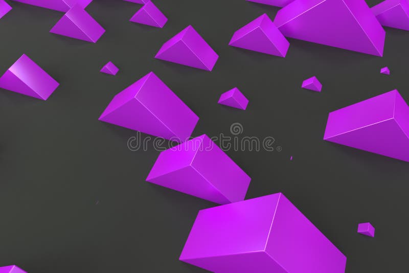 Violet Rectangular Shapes of Random Size on Black Background Stock ...
