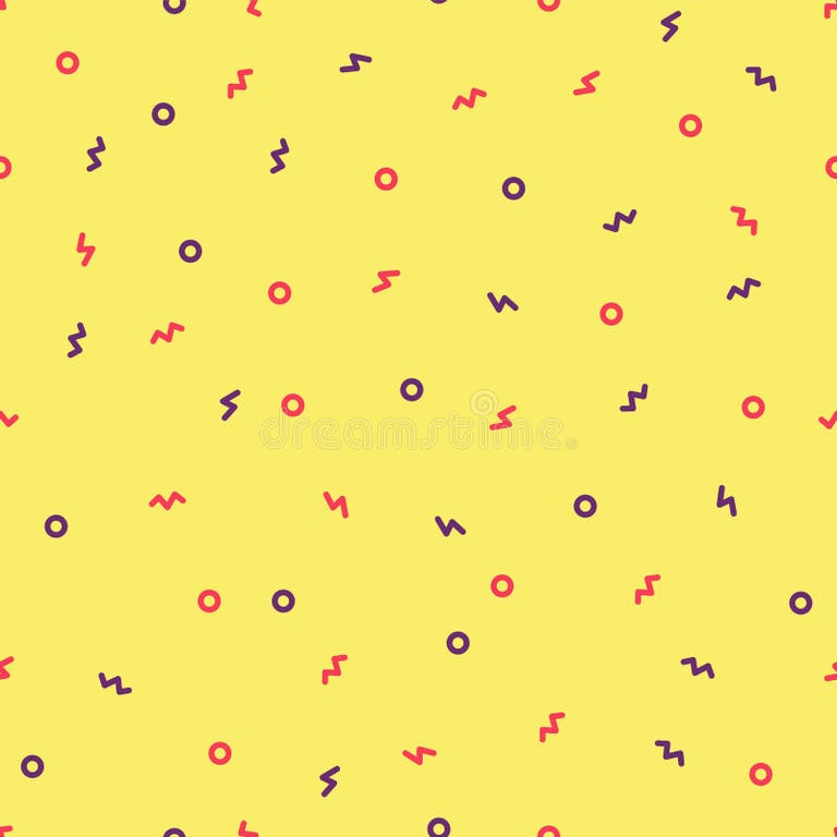 Violet and Red Memphis on Pale Yellow Seamless Pattern Stock Vector ...