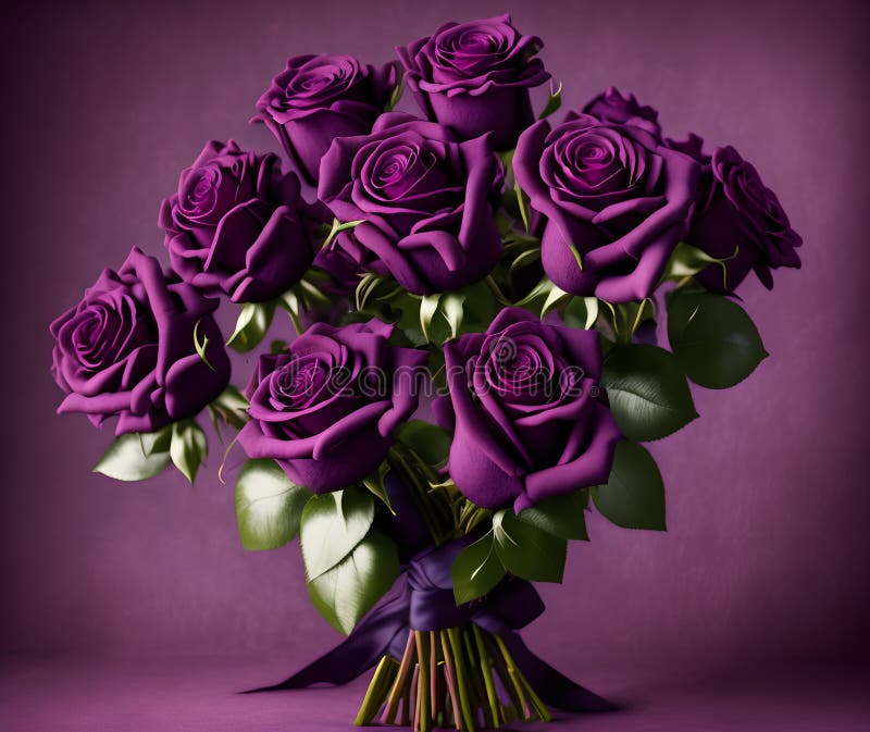 Violet Rose Bouquet, Generative AI Illustration Stock Illustration ...