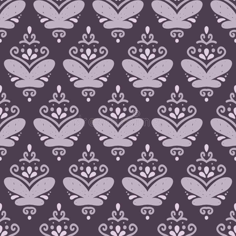 Violet Seamless Pattern with Doodle Ornaments Stock Vector ...