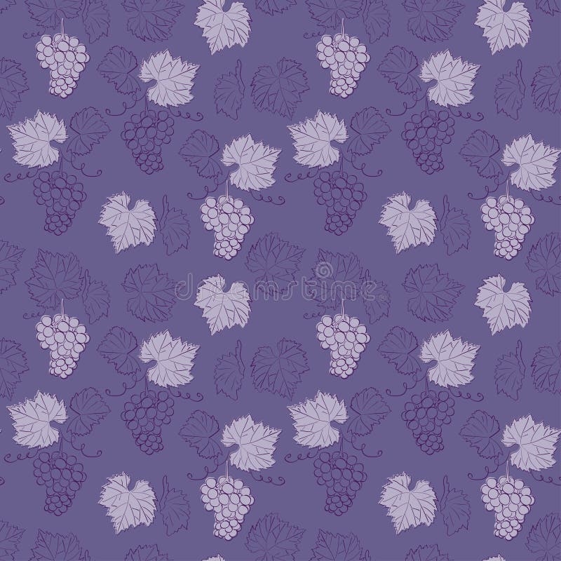 Violet Grapes Vector Seamless Pattern Stock Vector - Illustration of ...