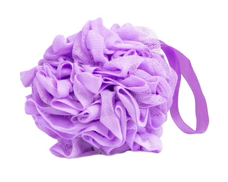 Violet Shower Sponge for Bath Wash Isolated on the White Stock Image ...