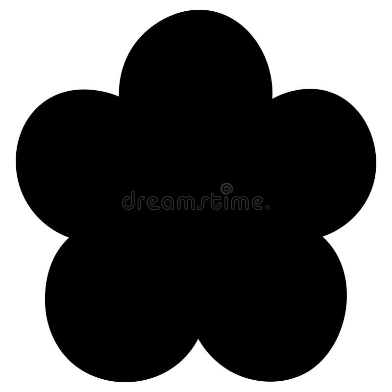 Flower with Five Petals - Vector Linear Picture for Coloring Book, Logo ...
