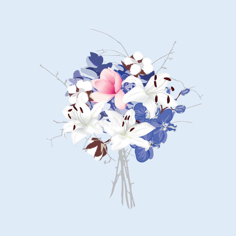 Violet and Silver Seamless Vector Bunch of Flowers Stock Vector ...