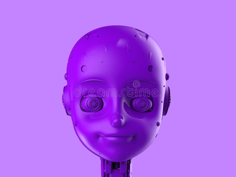 The Violet Robot Head Illustration Stock Vector - Illustration of ...