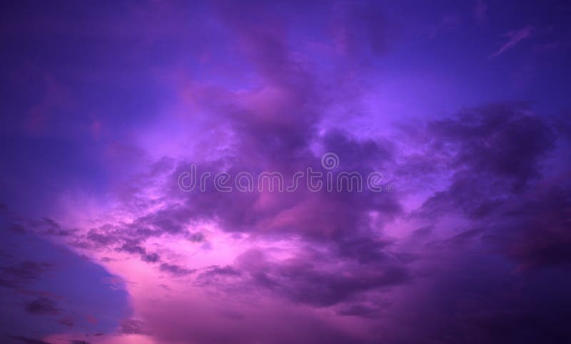 Violet sky with clouds stock photo. Image of universe - 164249868
