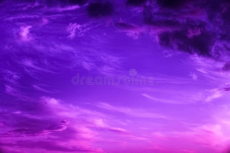 Violet sky with clouds stock image. Image of futuristic - 174964653