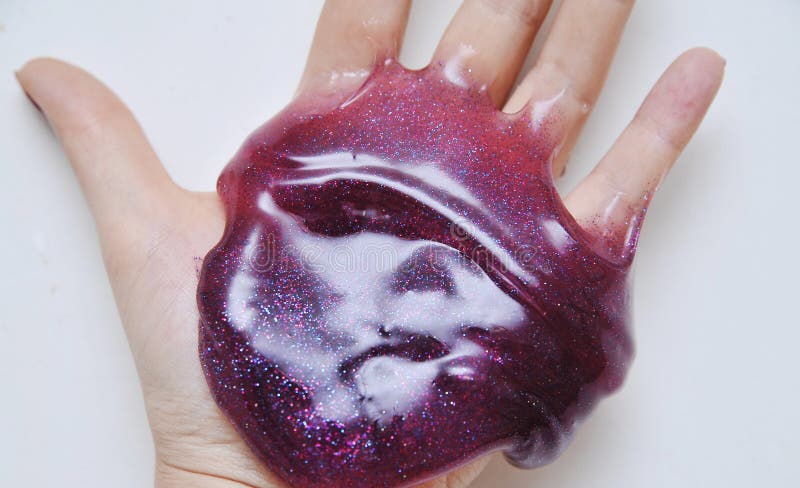 Violet Slime In Female Hands. Stock Photo - Image of adorable, science ...