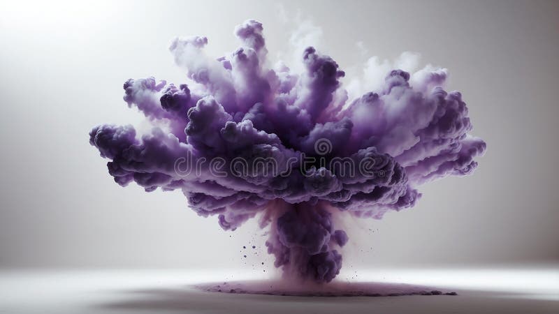 Violet Smoke Center Radial Explosion Isolated in White Ai Generated ...
