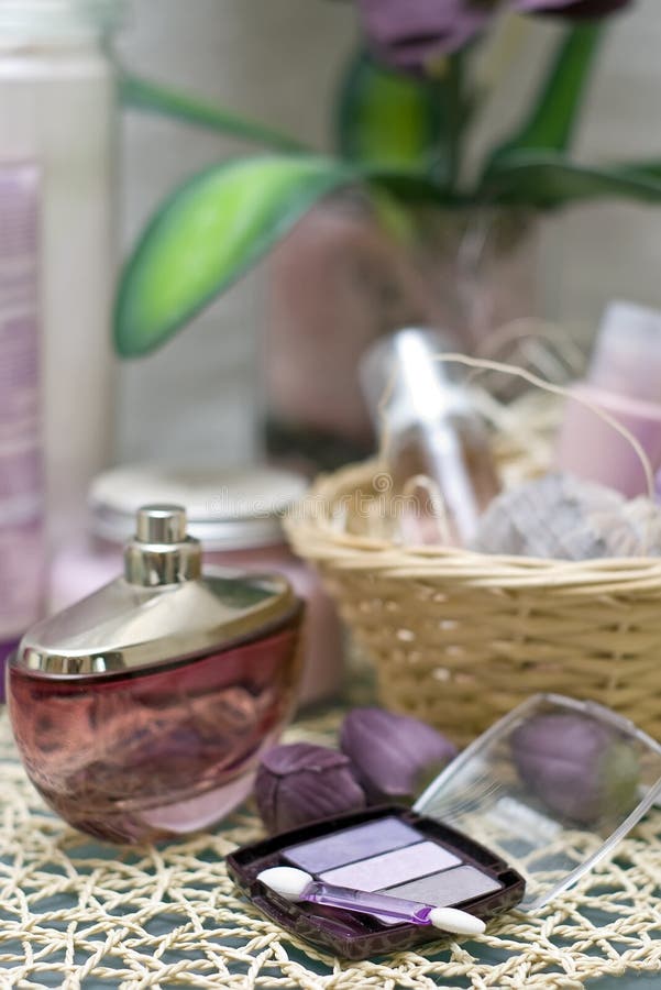 Violet spa and cosmetics stock image. Image of hygiene - 4396853
