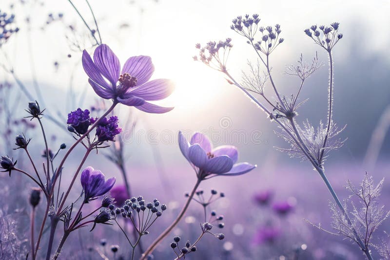 Violet Spring Flowers with Abstract Background Stock Illustration ...