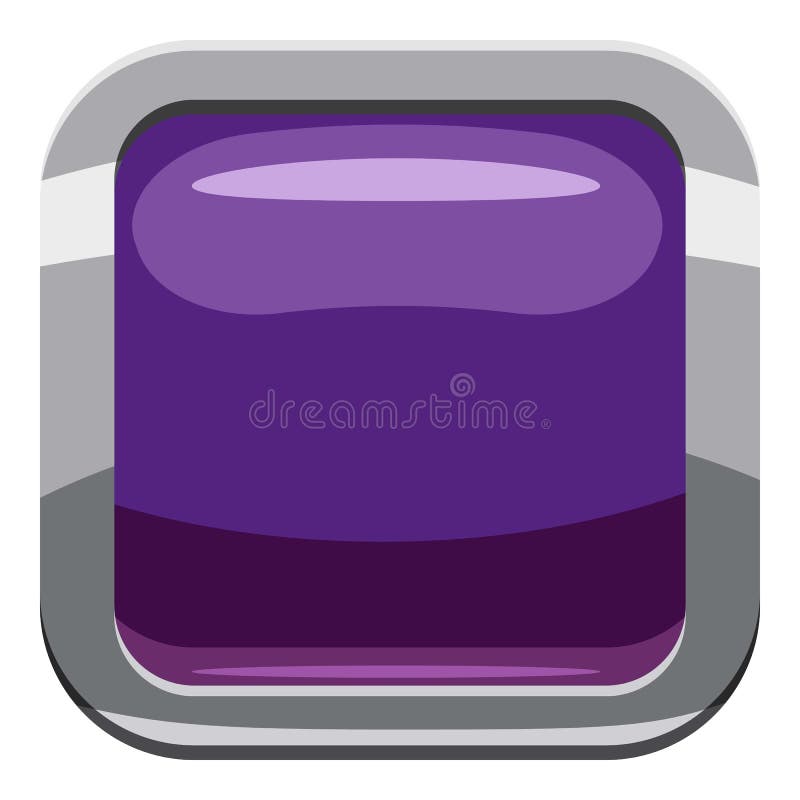 Violet Square Button Icon, Cartoon Style Stock Vector - Illustration of ...