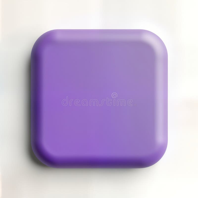 Violet Square Button with Rounded Corners. Modern App Icon. 3D ...