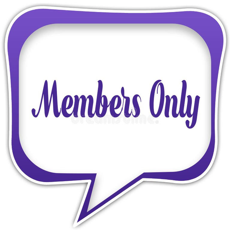 Violet Square Speech Bubble with MEMBERS only Text Message Stock ...