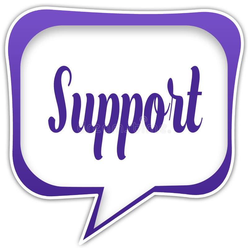 Violet Square Speech Bubble with SUPPORT Text Message Stock ...