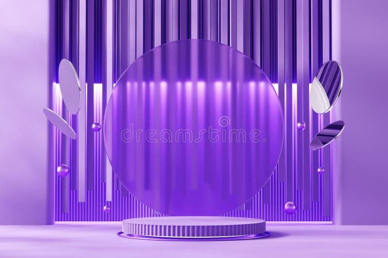 Violet Stage Platform with Neon Light for Product Display 3D Rendering ...