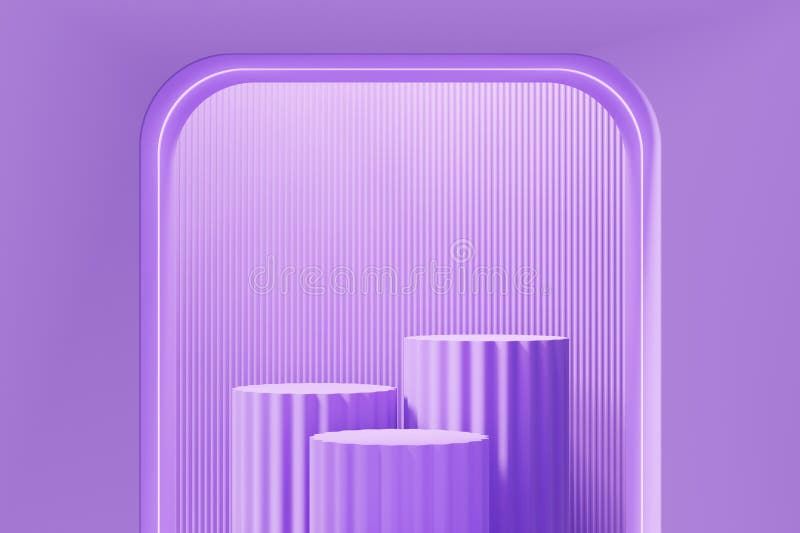 Violet Stage Platform with Neon Light for Product Display 3D Rendering ...