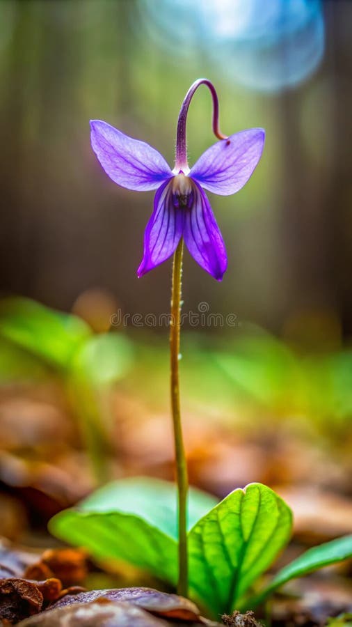 A Violet with a Stem that Arches and Bends Unpredictably Stock ...