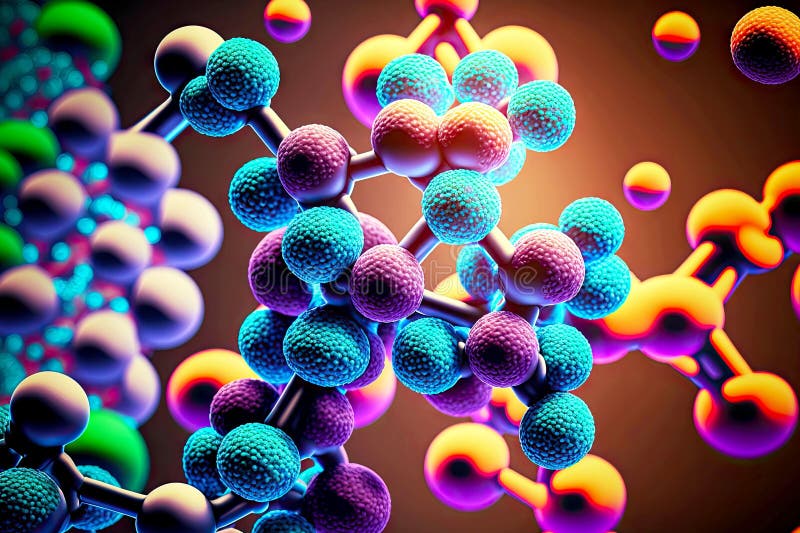 Violet Structure of Chemical Bonds in Molecule Closeup Stock Image ...