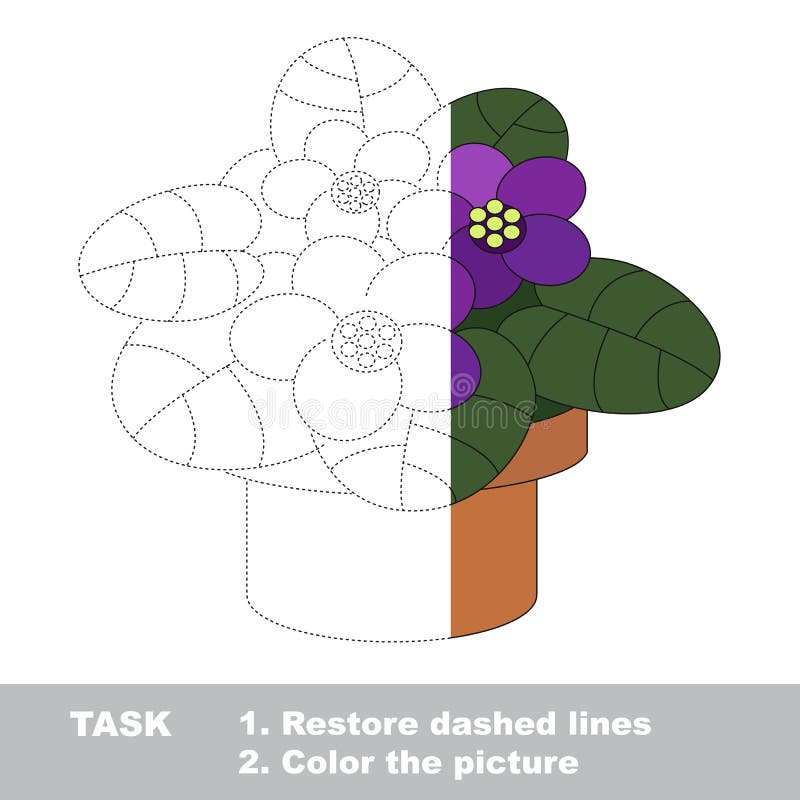 Violet To Be Colored. Vector Trace Game. Stock Vector - Illustration of ...