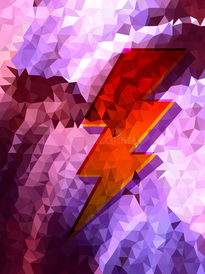 Violet Triangle Pattern and Red Thunder Stock Vector - Illustration of ...