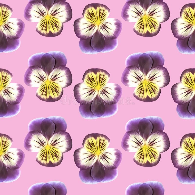 Violet, Viola. Illustration, Texture of Flowers. Seamless Pattern for ...