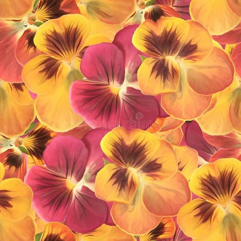 Violet, Viola. Illustration, Texture of Flowers. Seamless Pattern for ...