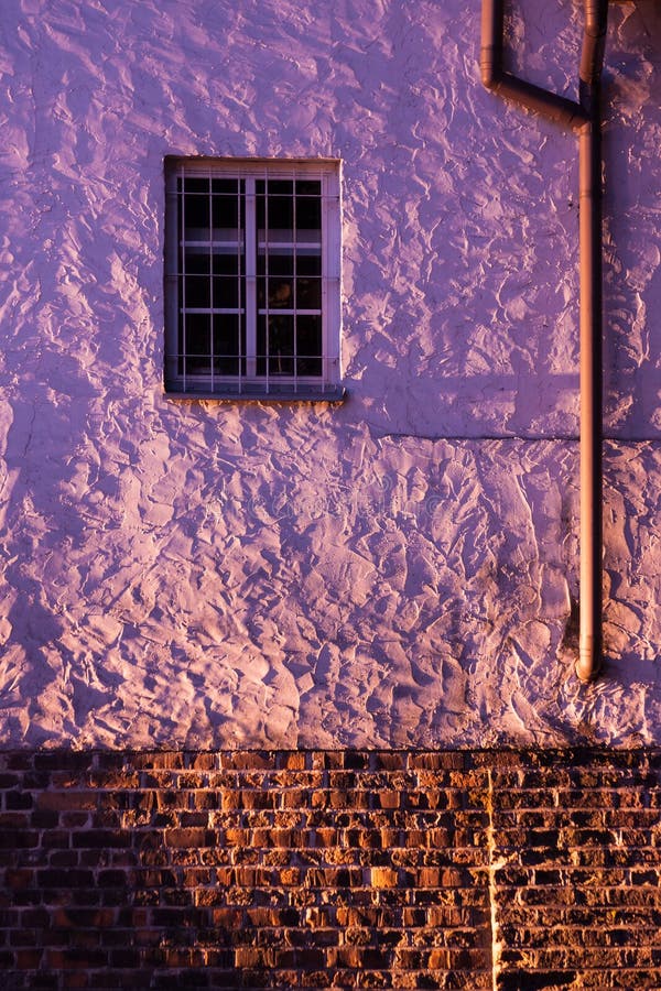 Violet Wall with Three Windows Stock Photo - Image of three, background ...