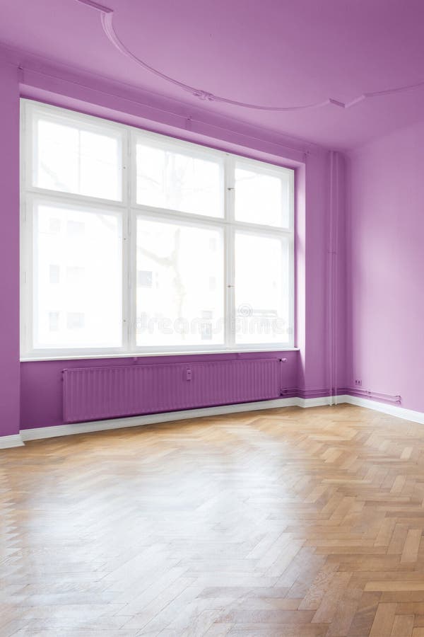 Violet Walls - Pink Room Wtith Wooden Floor Stock Image - Image of ...