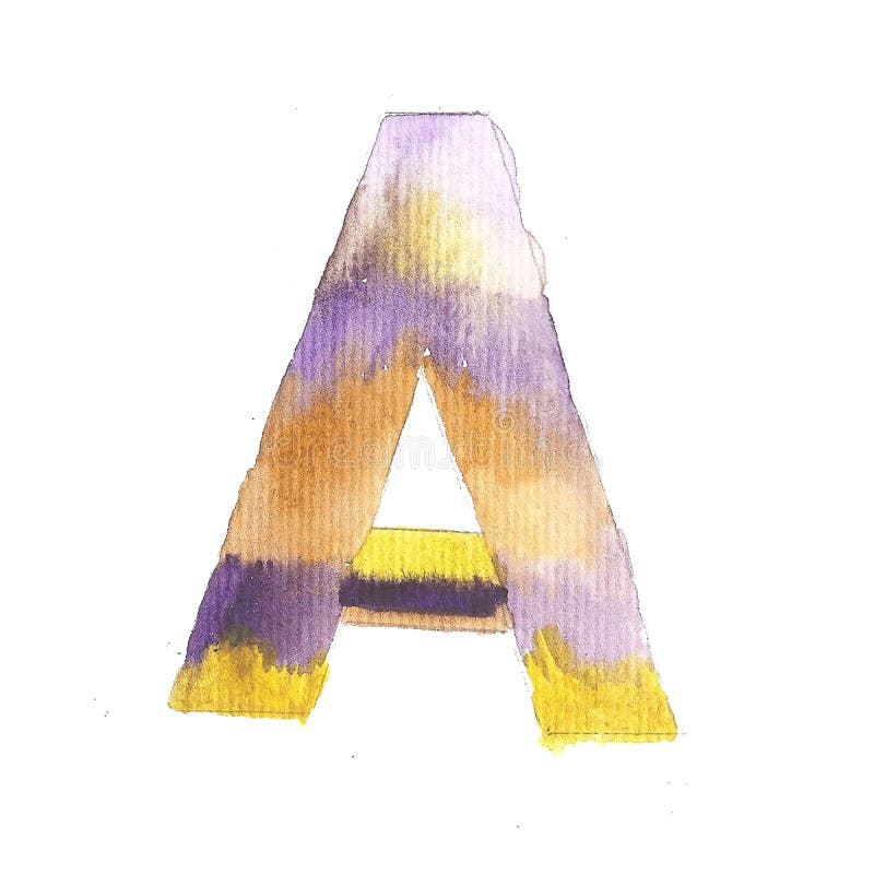 Violet Watercolor Letter a. Hand Painted. Capital Stock Illustration ...