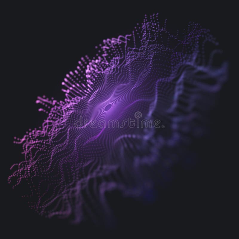 Violet Wavy Particle Disc Surface Stock Vector - Illustration of ...