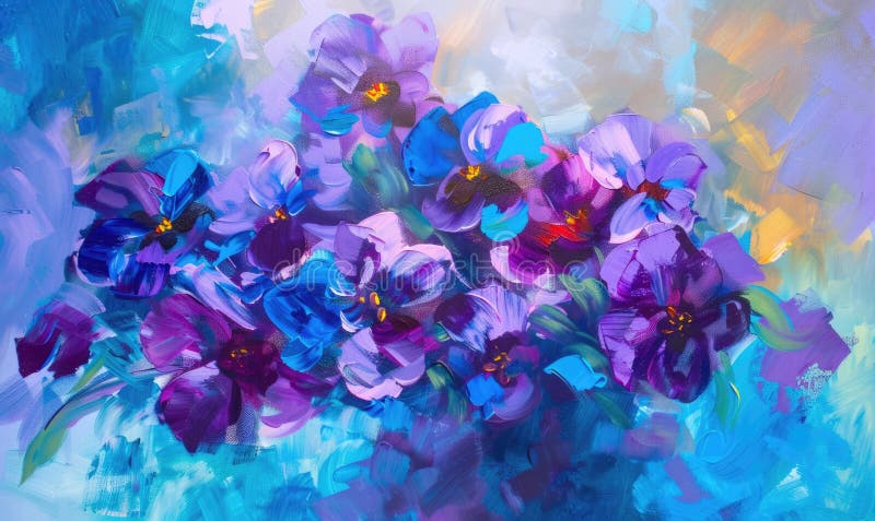 Violets in Abstract Art Style Stock Photo - Image of drawing, spring ...