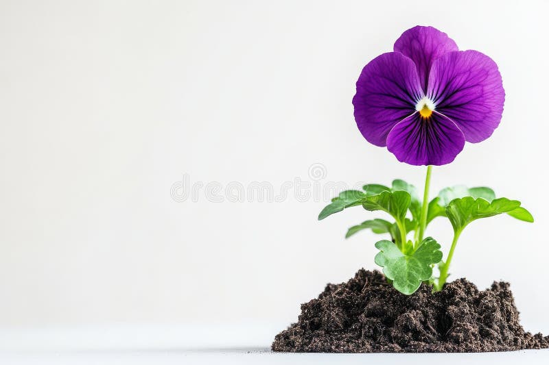 Violets of a Deep Purple Hue are Sprouting from a Mound of Dirt Set ...
