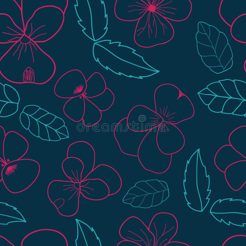 Violets and Leaf Scatter Seamless Vector Pattern Stock Vector ...