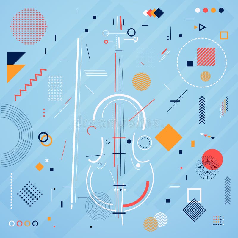 Violin with Abstract Shapes Stock Vector - Illustration of instrument ...