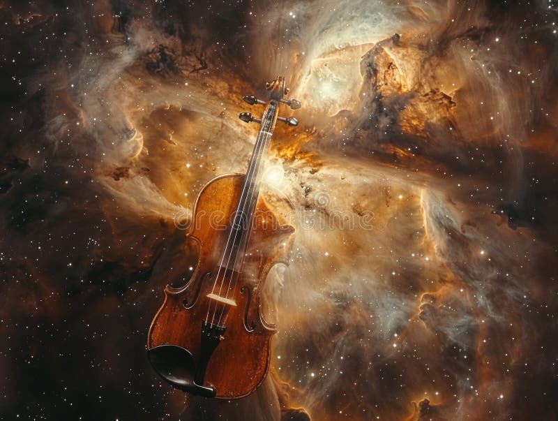 Violin Amidst Stardust stock photo. Image of strings - 316465692