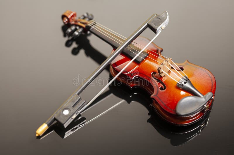 Violin with Bow on Black Background. Stock Photo - Image of maple ...