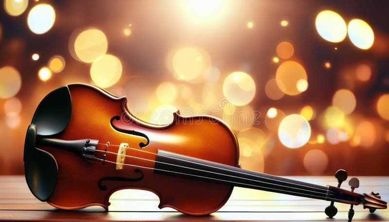 Violin and Bow on Black Background Stock Illustration - Illustration of ...