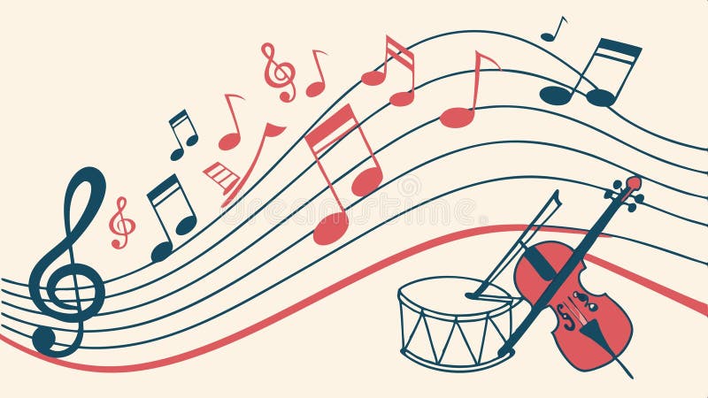 Violin with Bow and Flowing Musical Notes Classical Music Vector Design ...