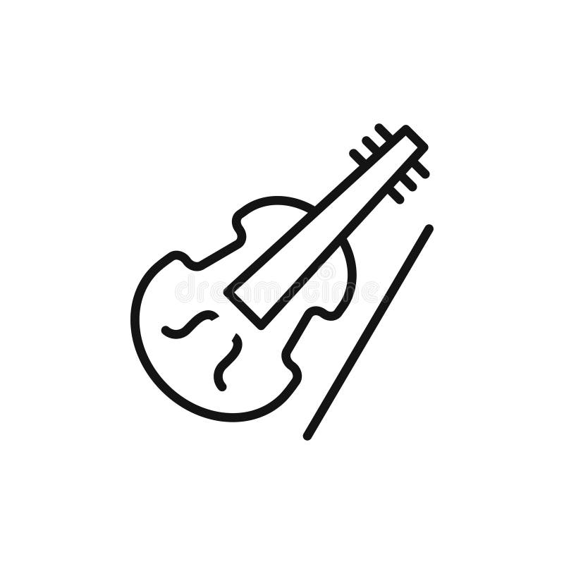 Violin with Bow Icon Symbol on White Background Stock Vector ...