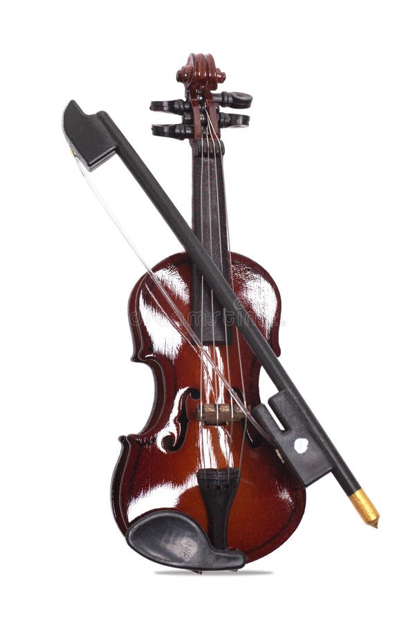 Violin with Bow Isolated on White Background Stock Photo - Image of ...