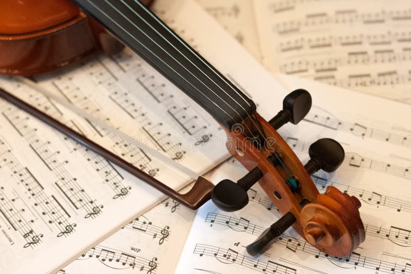 Violin bow and notes stock image. Image of sound, vintage - 35864279